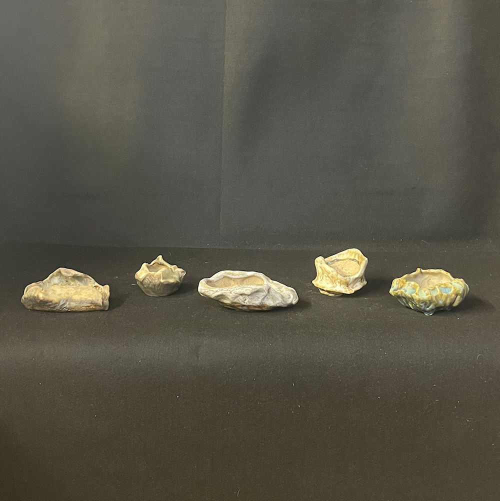 a selection of 5no john pitt glazed accent pots - British Bonsai