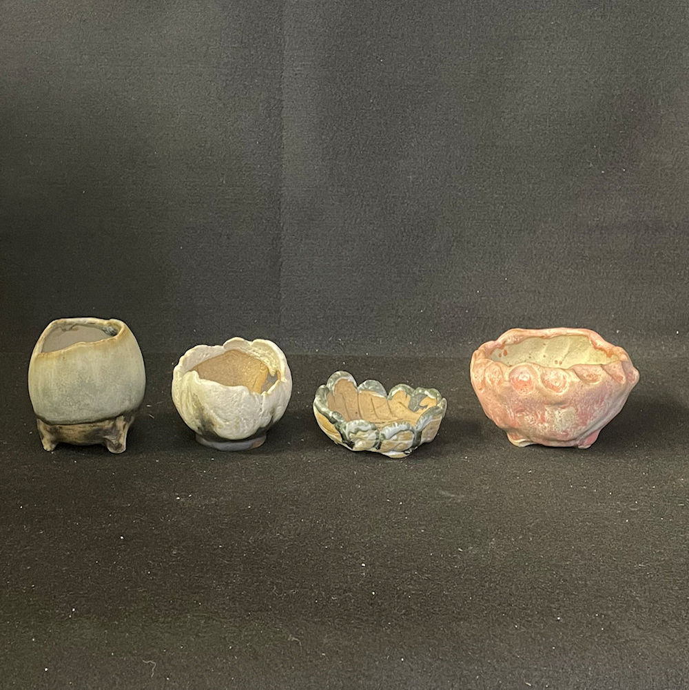 a selection of 4no john pitt glazed accent pots - British Bonsai
