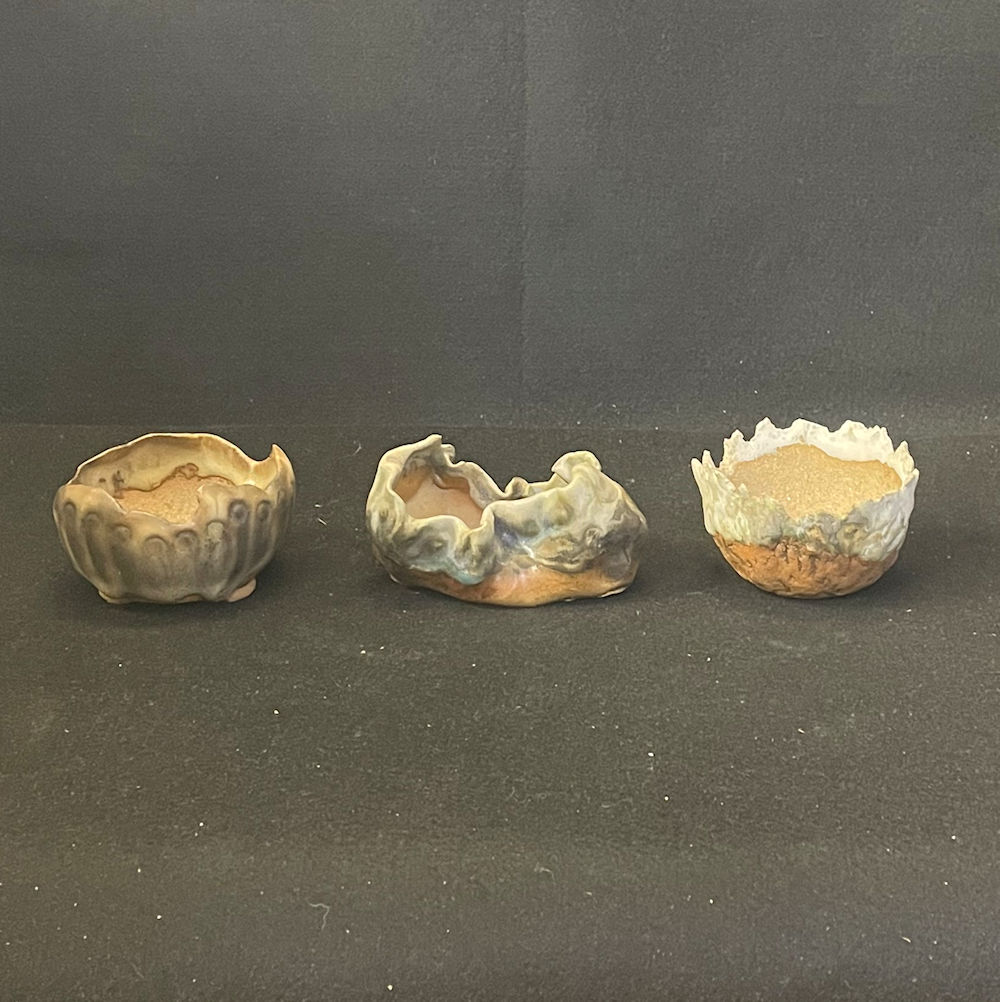 a selection of 4no john pitt glazed accent pots - British Bonsai