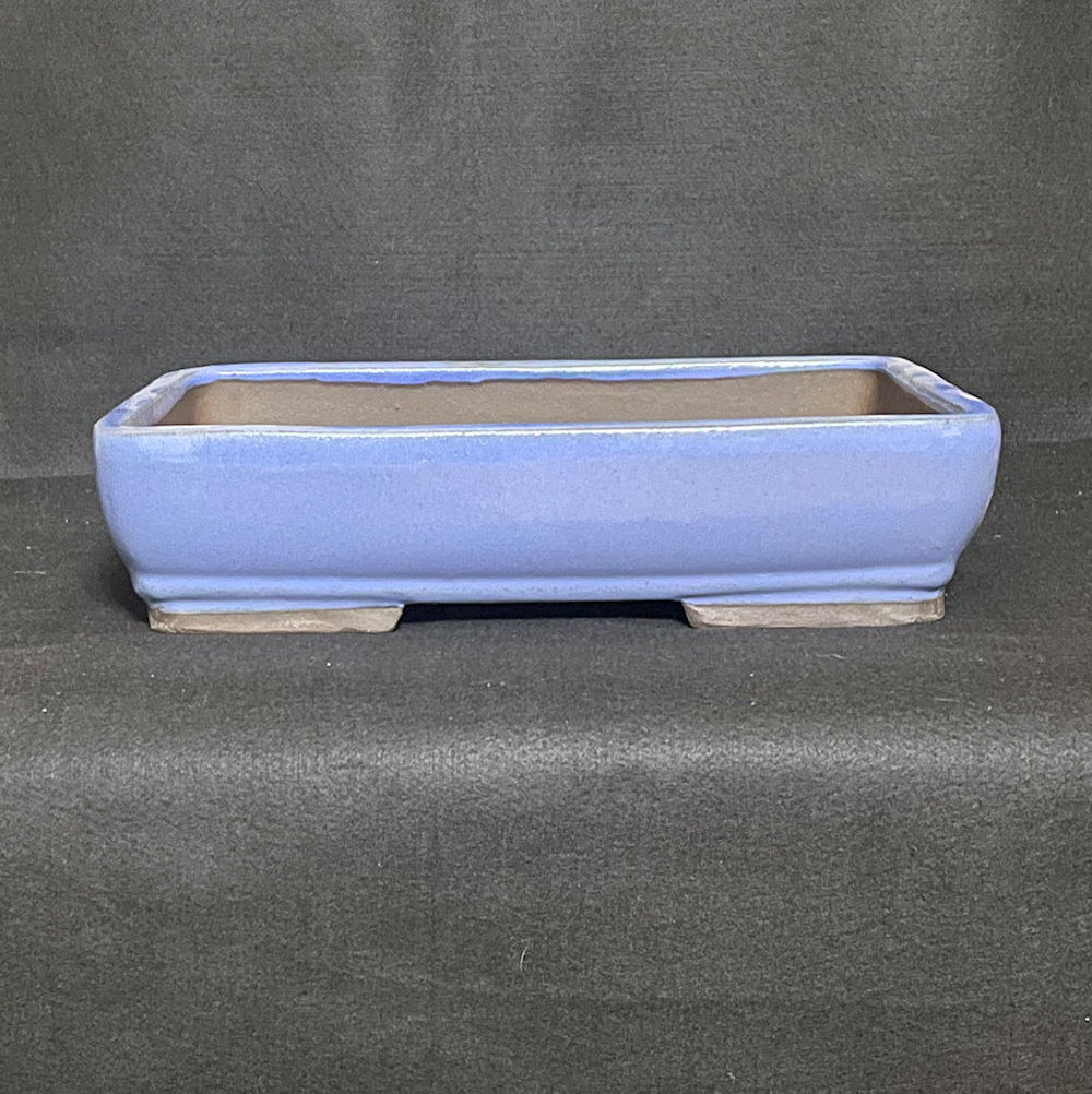 rectangular blue glazed bonsai pot - 26 x 18 x 5cm - British Bonsai