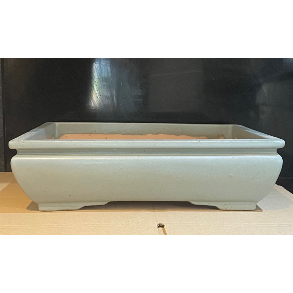 Rectangular Green Glazed Bonsai Pot - 30.5 x 22.5 x 10cm - British Bonsai