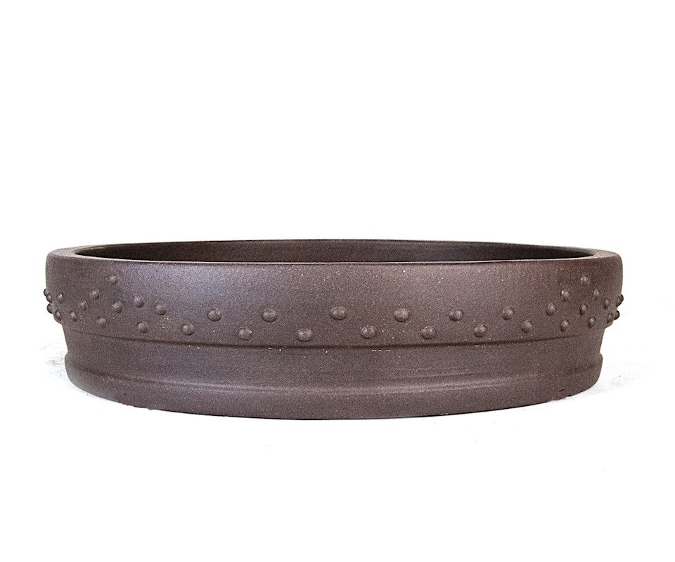 houtoku round unglazed bonsai pot - 21 x 6cm - British Bonsai